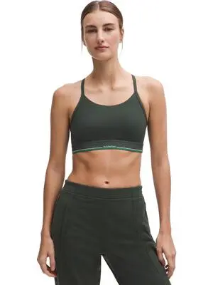 Lululemon Flow Y Mid-support Bra Logo Rainforest Green