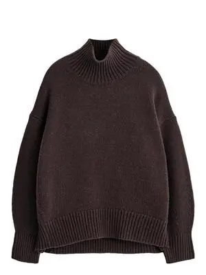 Cos Chunky Mock-neck Wool Sweater - Brown