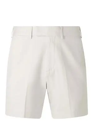 TOM FORD Straight-leg Brushed Cotton-drill Shorts - White