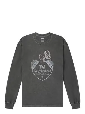 NEIGHBORHOOD Logo-print Pigment-dyed Cotton-jersey T-shirt - Black