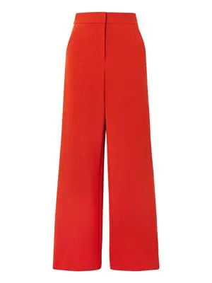 Veronica Beard Tonelli Crepe Wide-Leg Pants Red