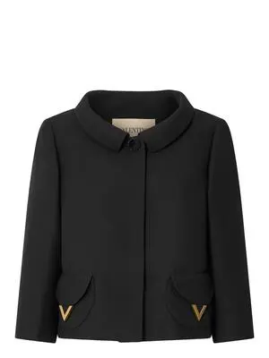 Valentino Garavani Button-detailed Embellished Wool And Silk-blend Crepe Jacket - Black