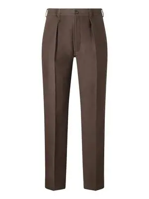 DRAKE'S Western Games Pleated Cotton-twill Suit Trousers - Brown