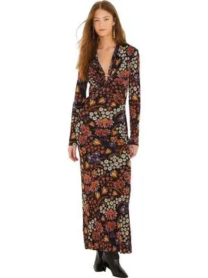 Farm Rio Floral Print Long Sleeve Maxi Dress - Lili Black