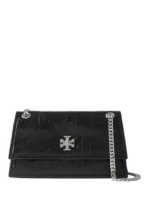 Tory Burch Kira Turnlock Mini Crinkled-leather Shoulder Bag - Black