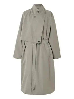 Tibi Frank Belted Layered Trench Coat Stone