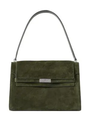 Tory Burch Lee Radziwill Large Suede Shoulder Bag - Green