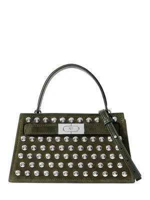 Tory Burch Lee Radziwill Mini Studded Suede Shoulder Bag Green