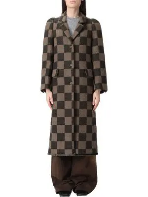 UMA WANG Checked Coat - Brown