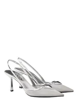 Prada Mesh Fabric Slingback Pumps - Gold/silver