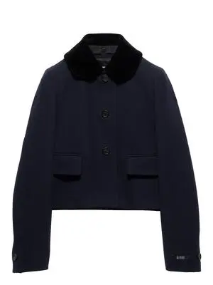 Prada Single-Breasted Natté Fabric Jacket Navy