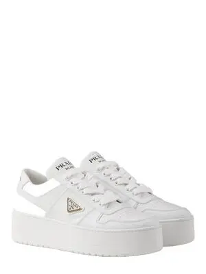 Prada Downtown Leather Sneakers - White
