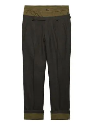 Prada Wool Pants With Cotton Details Forest Green