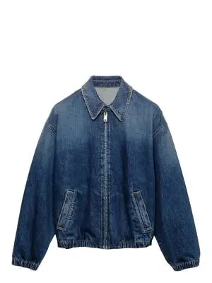 Prada Washed Denim Blouson Jacket - Blue