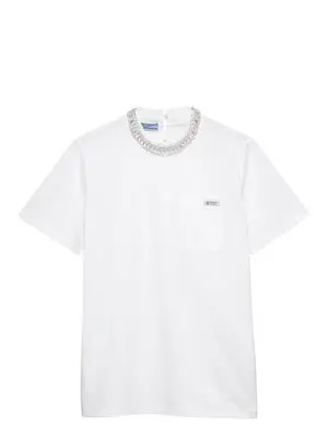 Prada Embroidered Jersey T-shirt - White