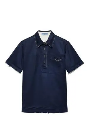 Prada Lisle Cotton Polo Shirt Blue