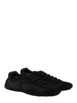 Prada Suede And Mesh Sneakers - Black