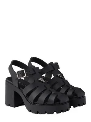 Prada Rubber Platform Sandals - Black