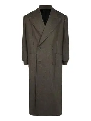 Givenchy Double Breasted Herringbone Overcoat - Tan