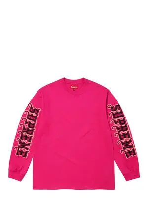 Supreme Intarsia Sleeve Long-Sleeve Top Pink
