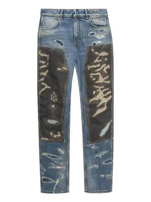 Givenchy Vintage Effect Straight Leg Jeans - Blue