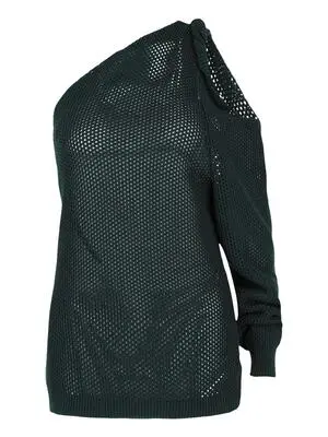 Givenchy One-shoulder Woven Knit Top - Green