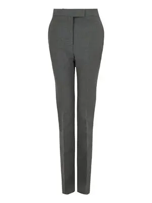 FERRAGAMO Straight Leg Wool Trousers - Grey