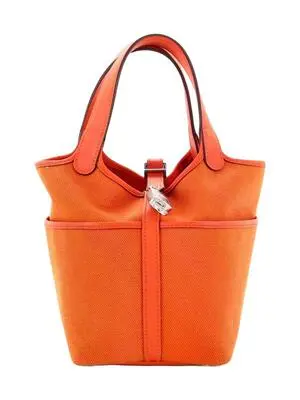Hermès Cargo Picotin Lock Bag Canvas And Swift Pm - Orange