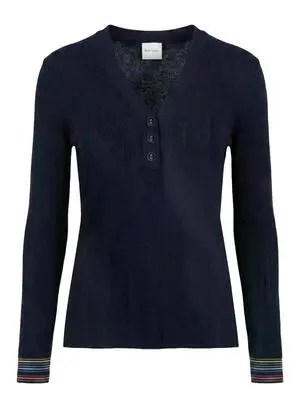 Paul Smith Ribbed Button Top - Blue