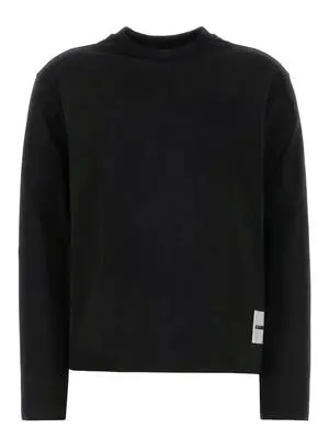JIL SANDER Cotton Crew Neck Sweater - Black