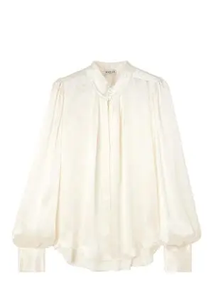 Maison Mayle Val D'isere Gathered Silk-charmeuse Blouse - Ivory