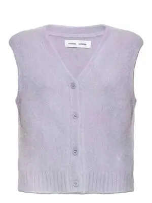 SAMSOE SAMSOE Buttoned V-neck Knitted Vest - Purple