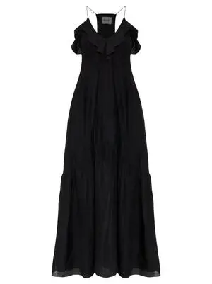 MARANT ETOILE Ruffled V-neck Dress - Black
