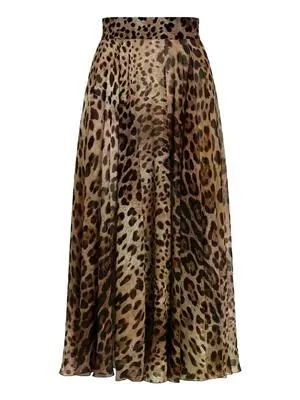 Dolce & Gabbana Leopard-print Midi Skirt - Brown