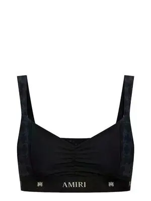 Amiri Ruched Logo-band Top - Black