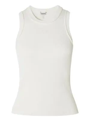 Loewe Anagram Embroidered Ribbed-knit Tank - White