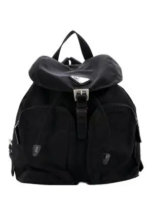 Prada Double Front Pocket Tessuto Small Backpack - Black