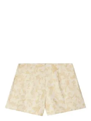 Posse Isla Printed Linen And Silk-blend Shorts - Yellow