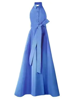 Carolina Herrera Halterneck Gown With Sash - Blue