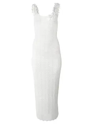Carolina Herrera Crocheted-straps Sleeveless Midi Dress - White