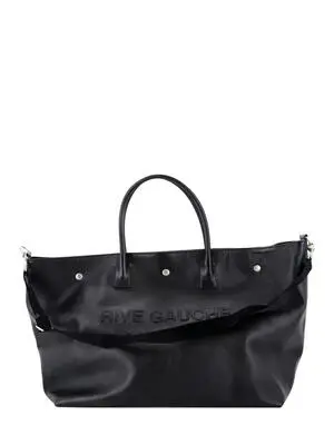 Saint Laurent Rive Gauche Shopper Embossed Leather Maxi Tote Bag - Black