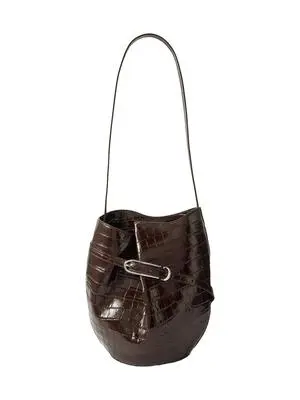 LIFFNER Buckled Croc-effect Bucket Bag - Brown
