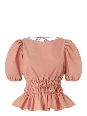 Pinko Puffed-sleeve Ruffled Top - Pink