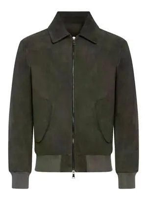 FRANZESE COLLECTION Leather Zip Jacket - Green