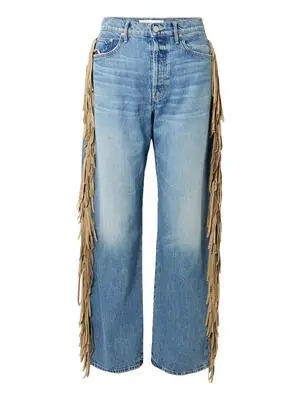 MOTHER Fringe Half-pipe Sneak High-rise Barrel-leg Jeans - Blue