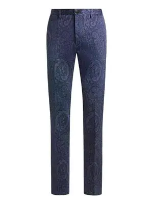 Etro Cotton Jacquard Trousers - Blue