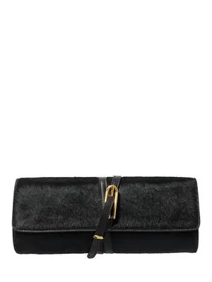LIFFNER Belted Calf Hair Clutch - Black