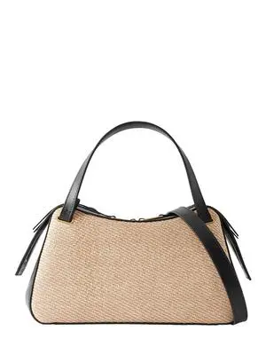 JIL SANDER Dune Leather And Raffia Shoulder Bag Neutral