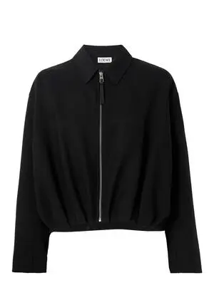 Loewe Herringbone Wool Bomber Jacket - Black
