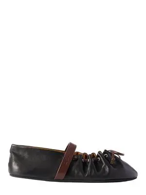 Marni Dancer Bow-detailed Leather Ballet Flats - Black